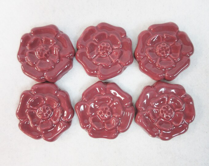Rosette Tiles, Ceramic Mosaic Tiles, 2" Stoneware Craft Tiles, Set of 6 ...