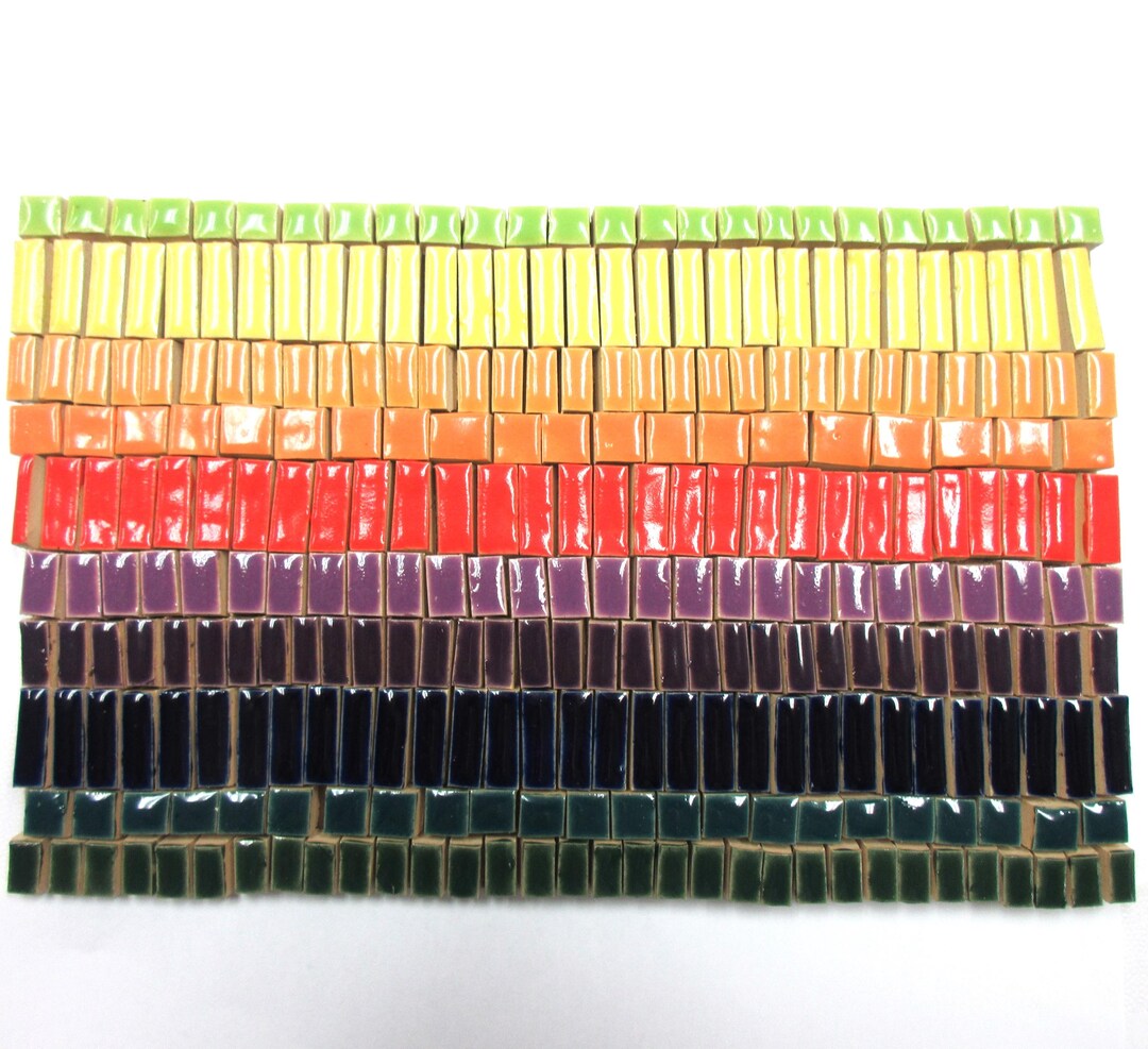 280+ Mosaic Tiles, Small Handmade Rainbow Colored Tiles, Ceramic Craft ...