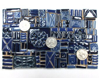 190+ Mosaic Tiles, Small Handmade Ceramic Craft Tiles, Small Stoneware ...