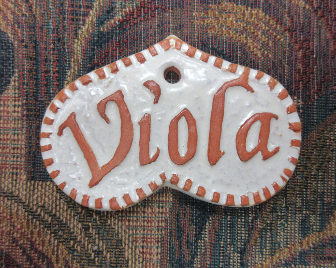 Viola Herb Garden Marker, Outdoor Plant Sign, Handmade Ceramic Tile ...