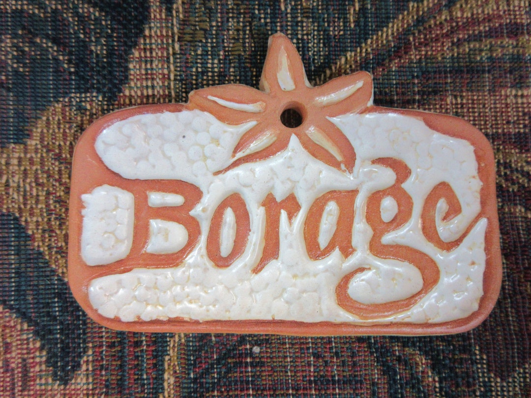 Borage Herb Marker Tile Plant Sign, Handmade Ceramic Garden Decor ...