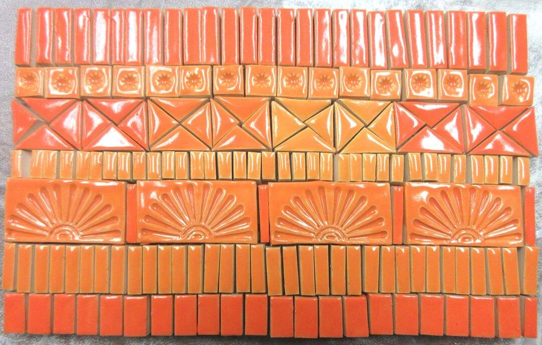 175 Mosaic Tiles, Handmade Ceramic Small Craft Tiles, Stoneware Art ...
