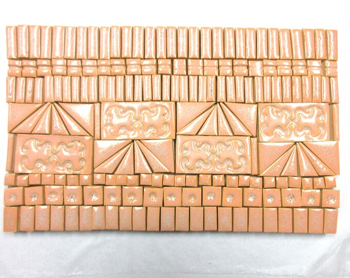185+ Mosaic Tiles, Handmade Ceramic Craft Tiles, Peach Toned Stoneware ...