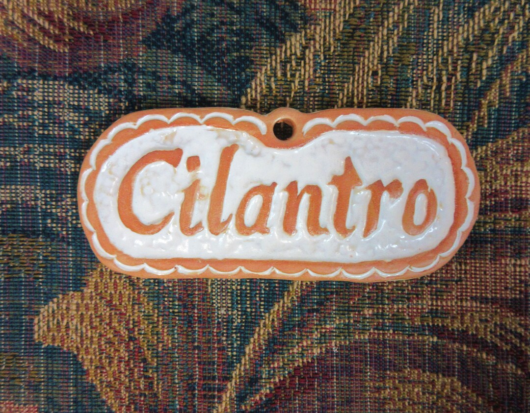 Cilantro Herb Plant Marker Ceramic Garden Sign: Handmade Raised Letter ...