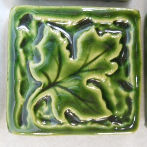 Leaf Mosaic Tiles Handmade Ceramic Craft Tiles: Holly Green Glazed Set ...