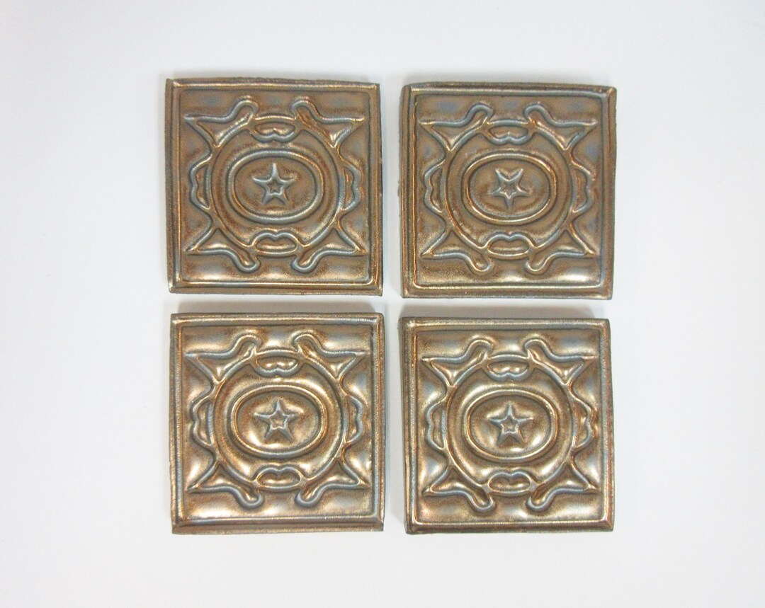 Focal Mosaic Tiles, 2" Old Gold Mosaic Center Tiles: Set of 4 ...