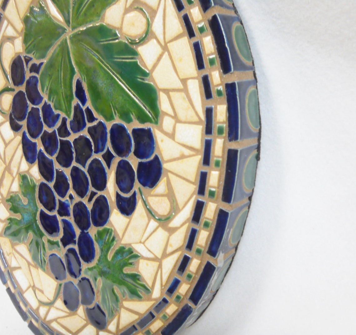 Blue Grape Mosaic Tile Art / Handmade Ceramic Tile Wine Grape | Etsy