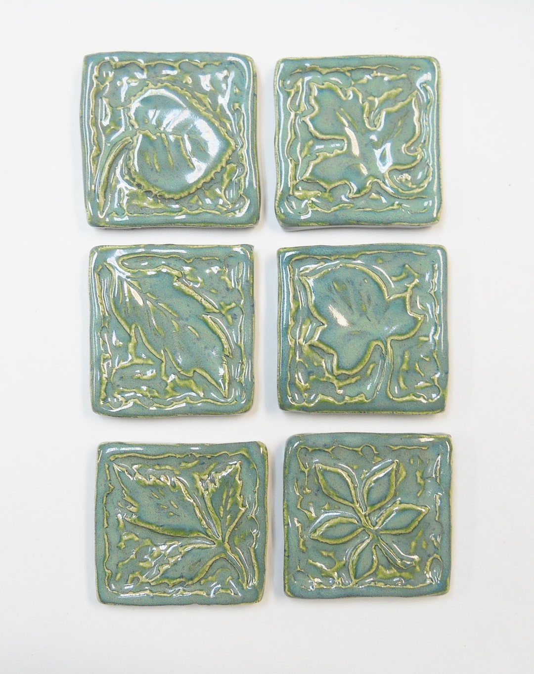 Leaf Mosaic Tiles Handmade Ceramic Crafttiles: Mint Green - Etsy