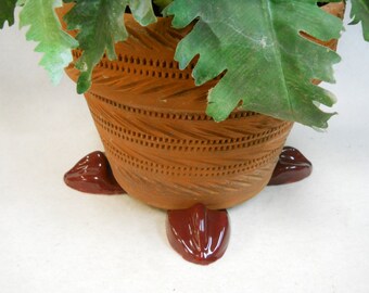 Ceramic Pot Feet set of 4, Handmade Ceramic birdfoot Pot Risers, Blue ...