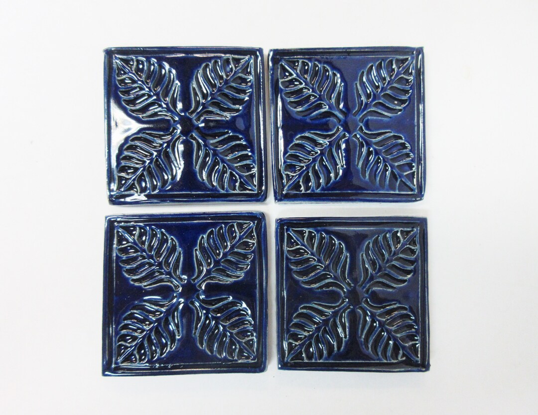 Cobalt Blue Focal Mosaic Tiles, 2" Mosaic Center Tiles: Set of 4 ...