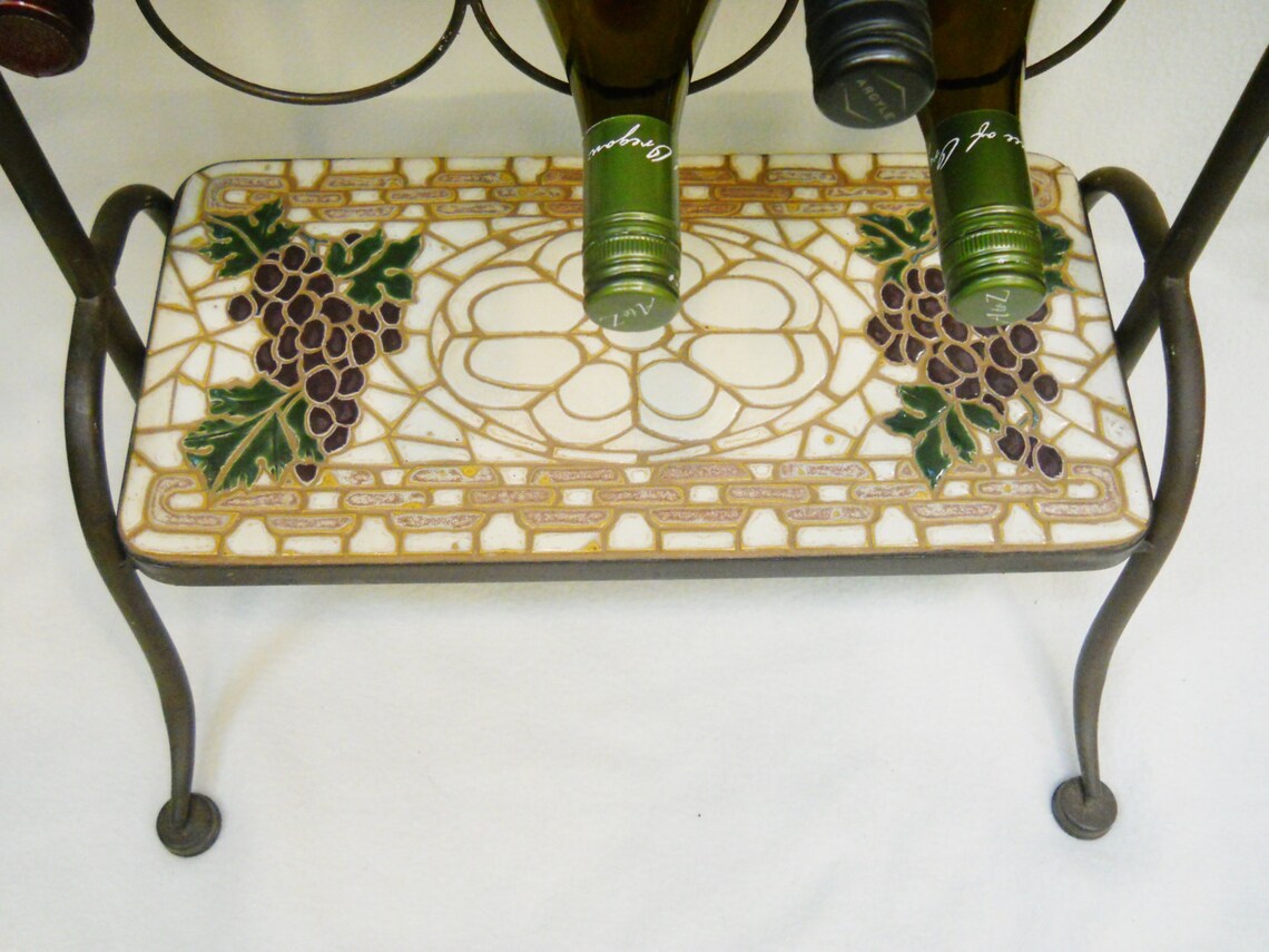 3-tier Wine and Goblet Rack with Handmade Ceramic Tile Mosaic | Etsy