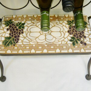3-tier Wine and Goblet Rack With Handmade Ceramic Tile Mosaic Shelves ...