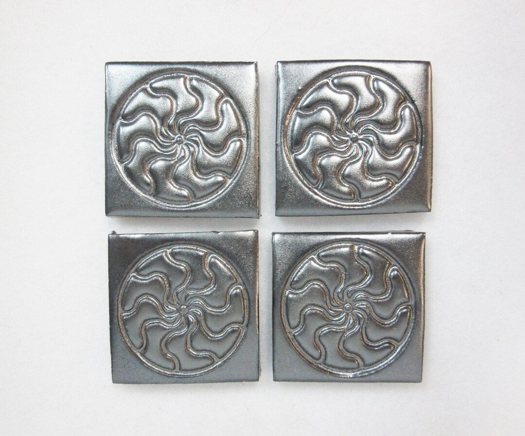 Focal Mosaic Tiles, 2" Metallic Dark Silver Mosaic Center Tiles Set of ...