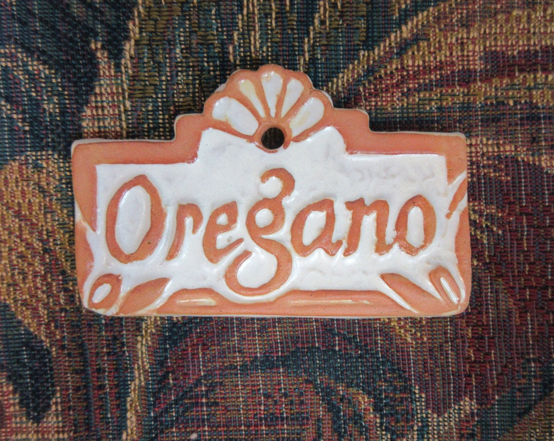 Oregano Herb Plant Marker Ceramic Garden Sign: Handmade Raised Letter ...
