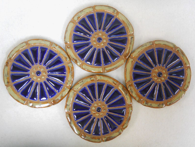 Mosaic Tile Coasters WAGON WHEEL Handmade Ceramic Tile | Etsy