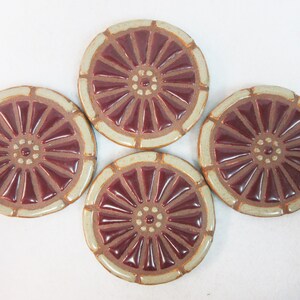 Mosaic Tile Coasters Dark Burgundy Wagon Wheel Design Set of - Etsy