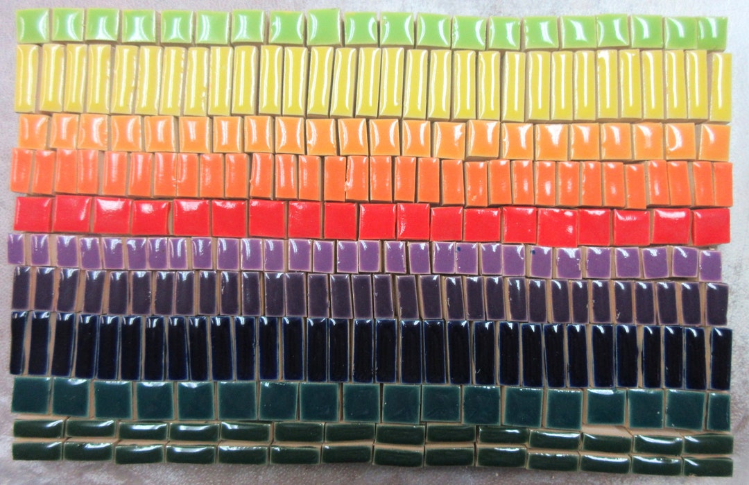 255 Mosaic Tiles, Small Handmade Ceramic Craft Tiles, Stoneware ...