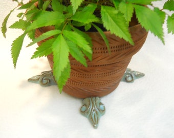 Ceramic Pot Feet set of 4, Handmade Ceramic birdfoot Pot Risers, Blue ...