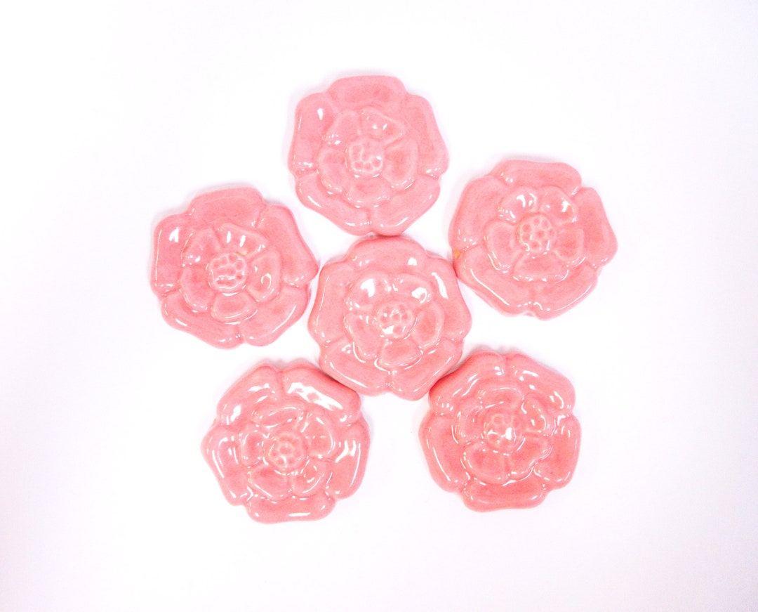 Rosette Mosaic Tiles: Handmade Ceramic Craft Tiles Set of 6. Bright ...