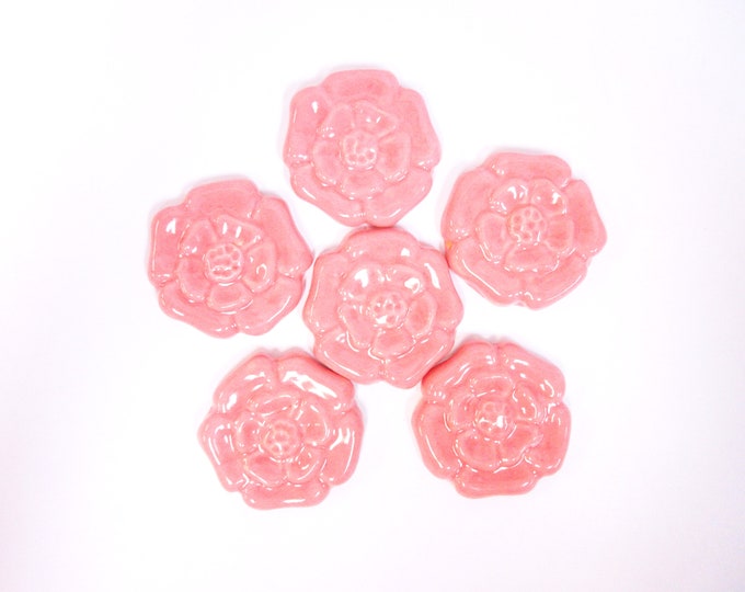 Rosette Tiles, Ceramic Mosaic Tiles, 2" Stoneware Craft Tiles, Set of 6 ...