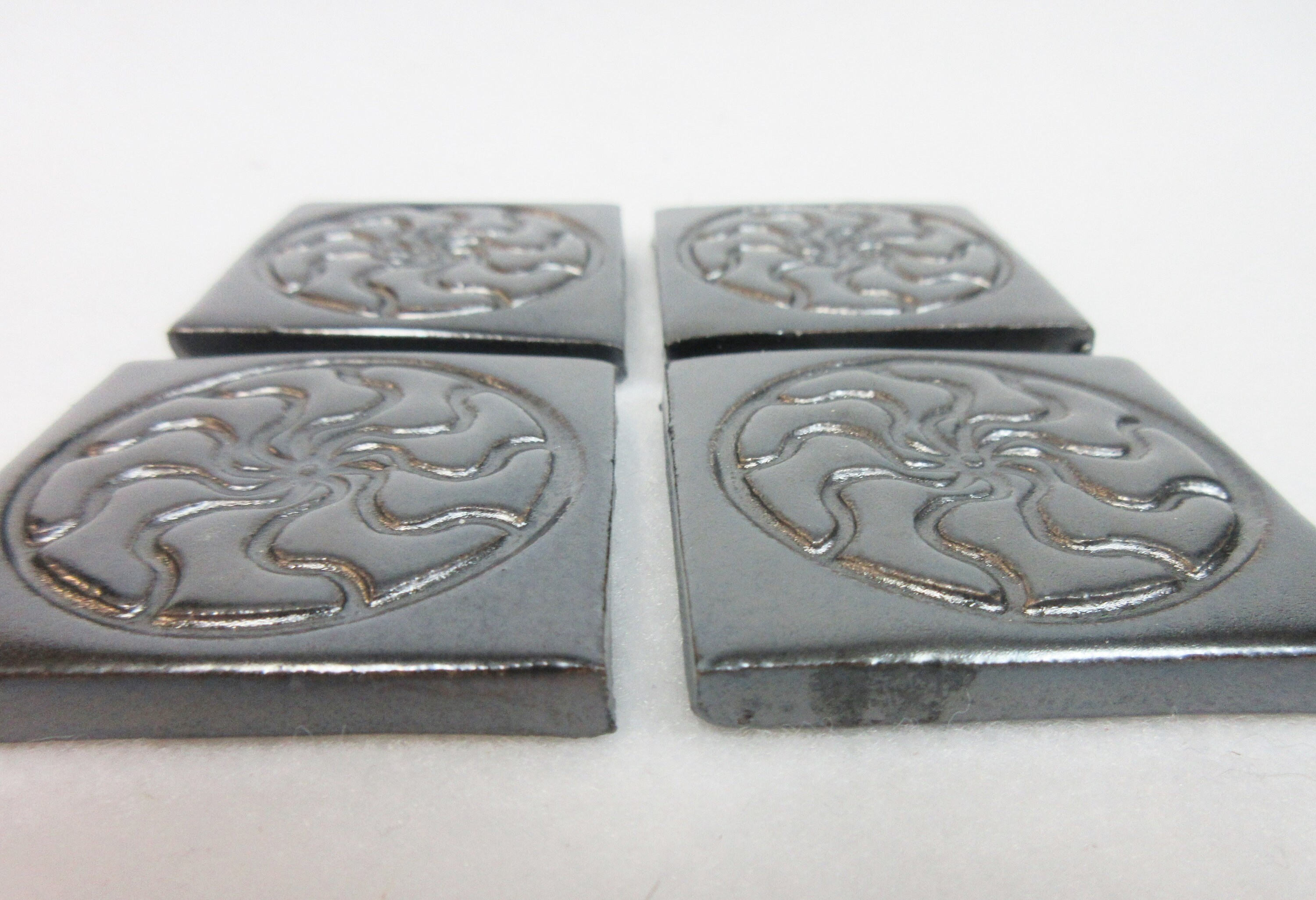 Focal Mosaic Tiles, 2" Metallic Dark Silver Mosaic Center Tiles Set of ...