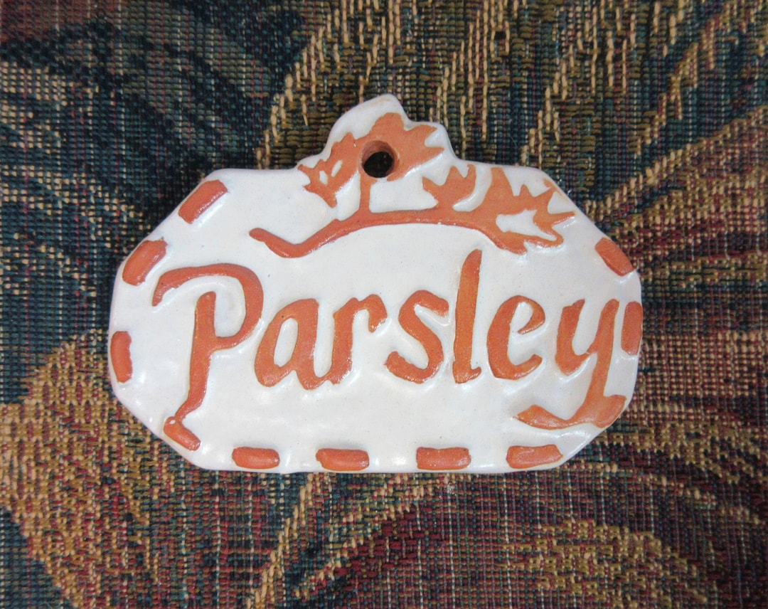 Parsley Herb Plant Marker Ceramic Garden Sign: Handmade Raised Letter ...