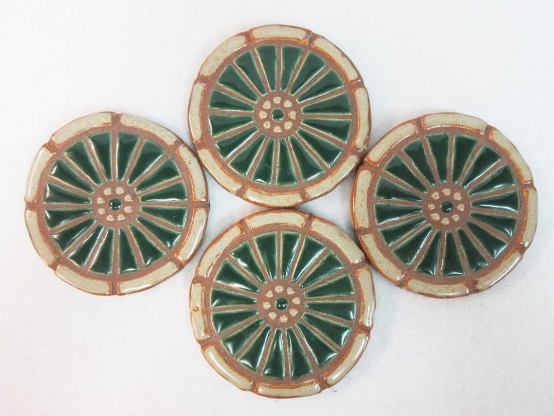 Mosaic Tile Coasters, Wagon Wheel Handmade Ceramic Tile Coasters ...