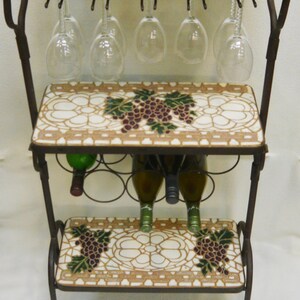 3-tier Wine and Goblet Rack With Handmade Ceramic Tile Mosaic Shelves ...