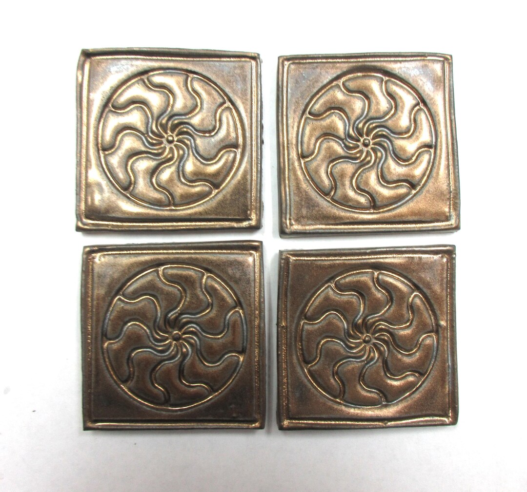 Focal Ceramic Tiles, 2" Old Gold Mosaic Center Tiles, Set of 4 ...