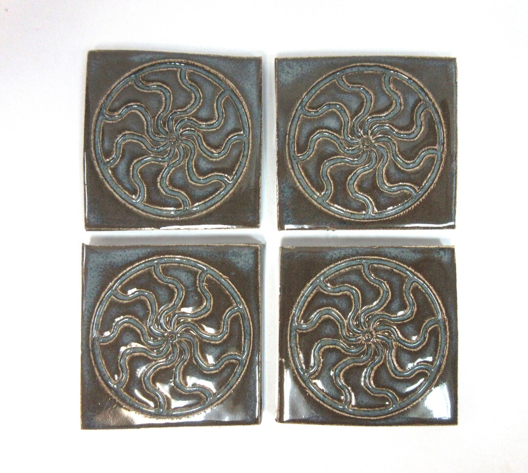Focal Mosaic Tiles, 2" Highlighted Sable Brown Mosaic Center Tiles: Set ...