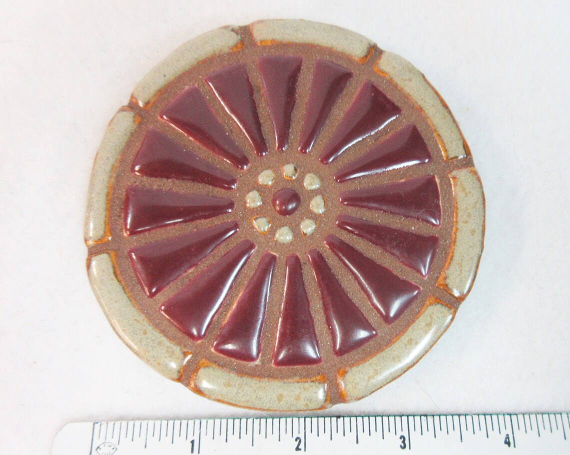 Mosaic Tile Coasters Dark Burgundy Wagon Wheel Design Set of - Etsy