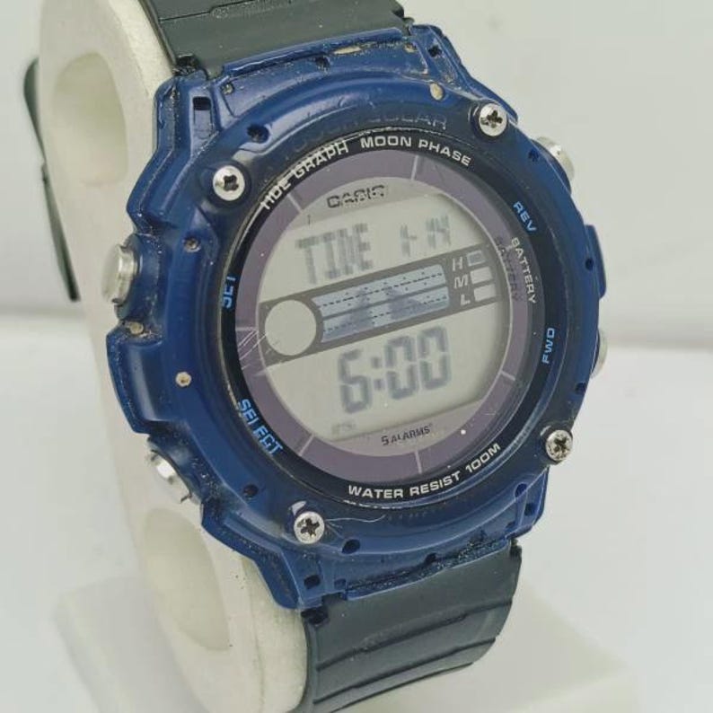 CASIO W-S210H Tough Solar Tide Graph Moon Phase 3214 Digital Vintage ...