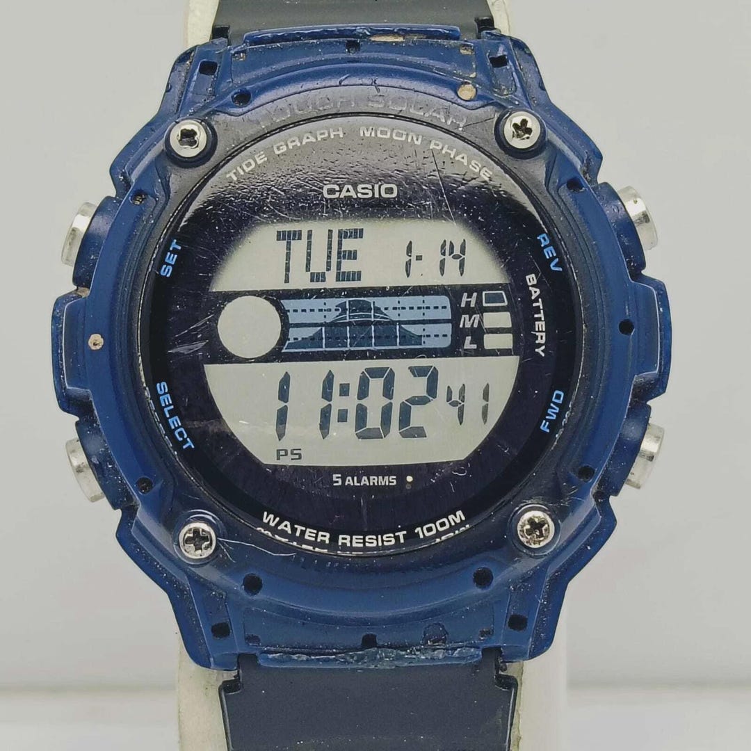 CASIO W-S210H Tough Solar Tide Graph Moon Phase 3214 Digital Vintage ...