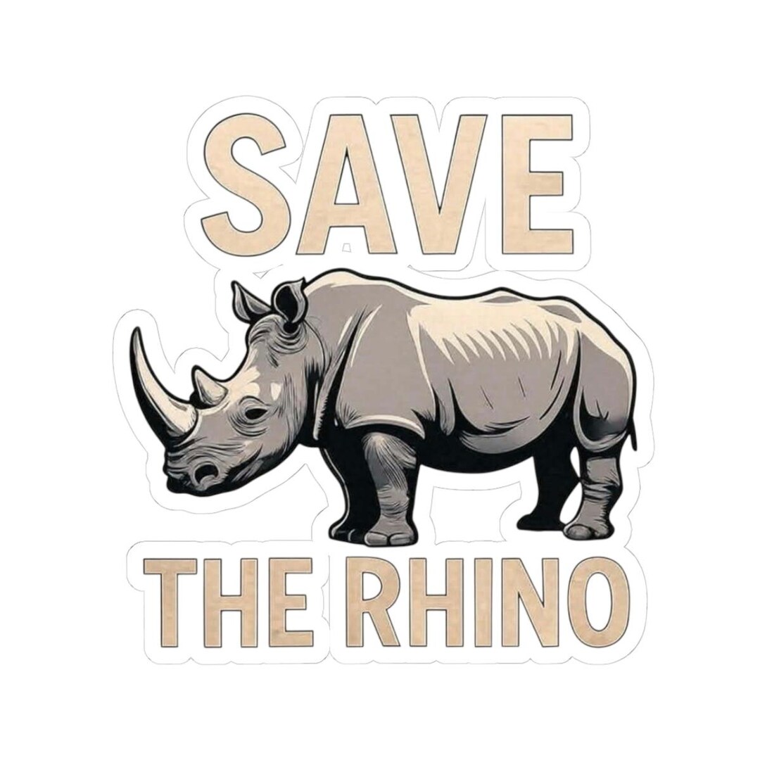 Save the Rhino Sticker | Rhino Illustration Vinyl Sticker - Etsy