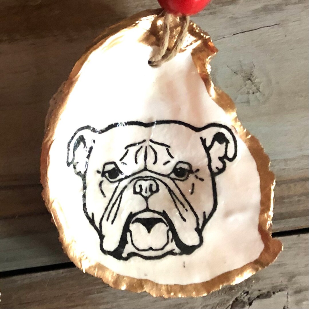 Oyster Shell Georgia Bulldog Ornament: Wine Bottle Charm, Napkin Ring ...