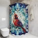 Stained Glass Cardinal Shower Curtain | Red Bird Floral Mosaic Art ...