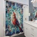 Stained Glass Cardinal Shower Curtain | Red Bird Floral Mosaic Art ...