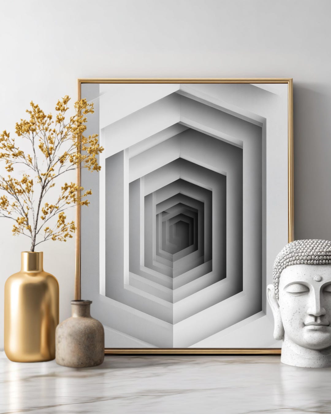 Optical Relief Wall Art, Minimalist Spatial Illusion Canvas, Modern ...
