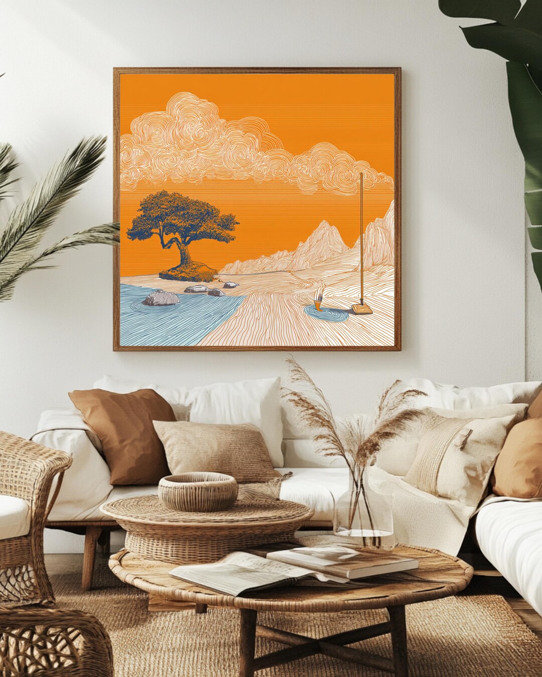 Japanese Zen Garden Rake Art | Minimalist Line Canvas | Abstract ...