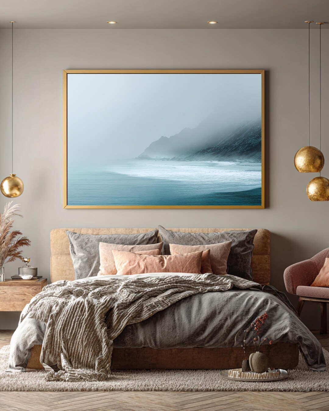 Minimalist Coastal Mist Fade Art | Modern Ocean Beach Wall Decor ...