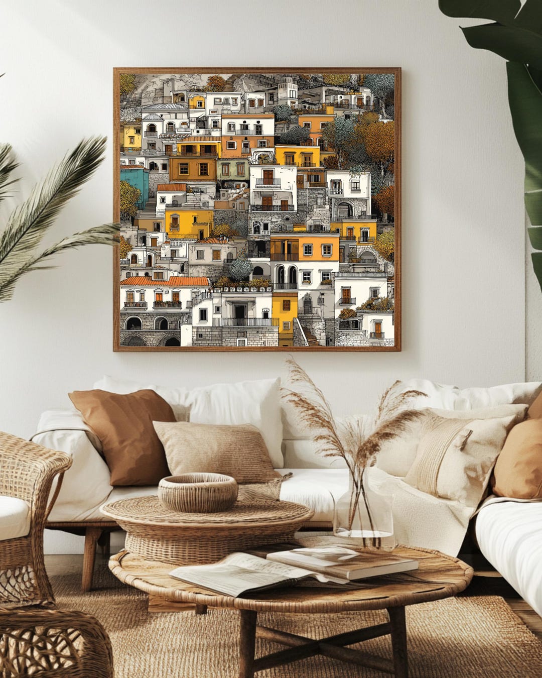 Positano Line Art Print – Italian Coastal Hill Town Illustration - Etsy