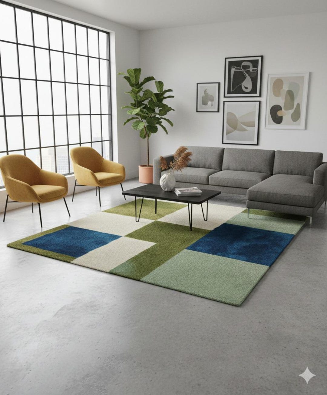 Modern Color Block Shag Rug, Blue Green Geometric Abstract Carpet - Etsy