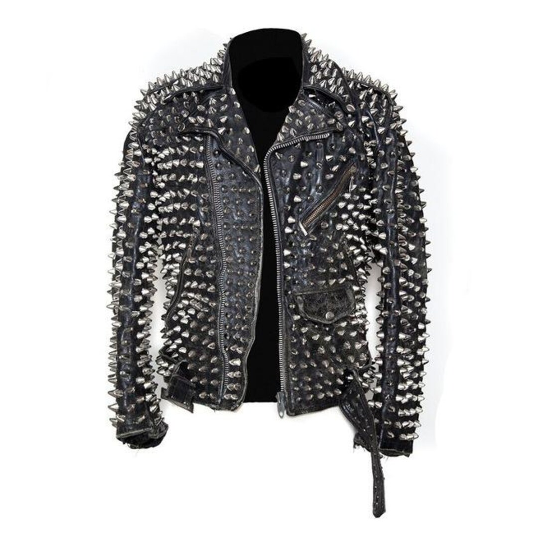 Black Full-spike Studded Leather Biker Jacket – Extreme Punk Rock ...