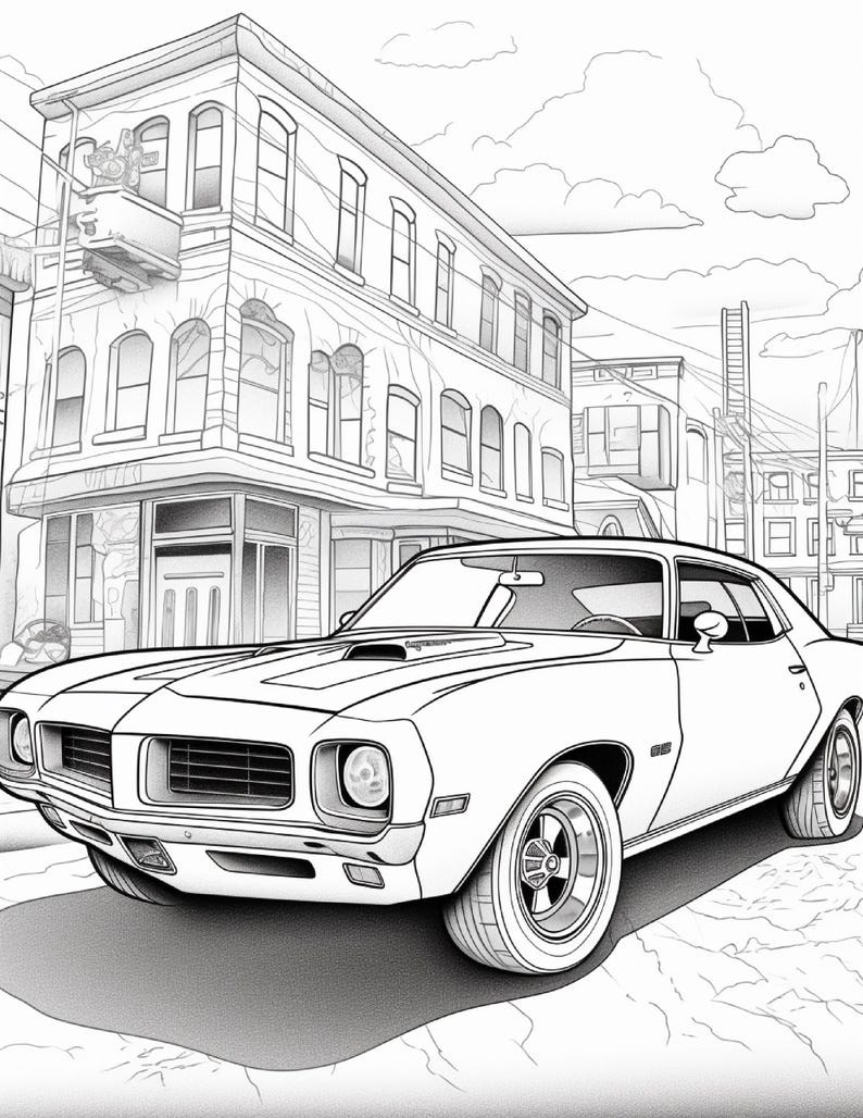 American Muscle Cars Coloring Pages, Classic Car Printable Pages for ...