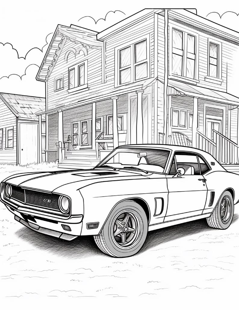 American Muscle Cars Coloring Pages, Classic Car Printable Pages for ...