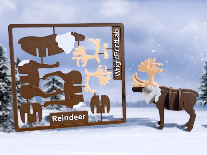 3D Printed Reindeer Puzzle Card Kit - Etsy