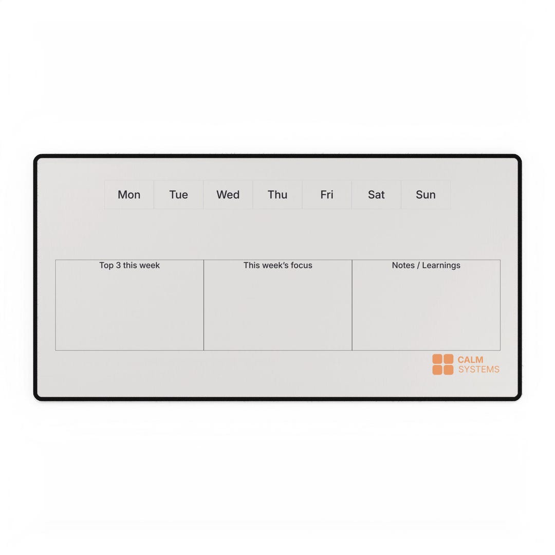Weekly Planner Desk Mat | Calendar Mouse Pad, Desk Organizer - Etsy