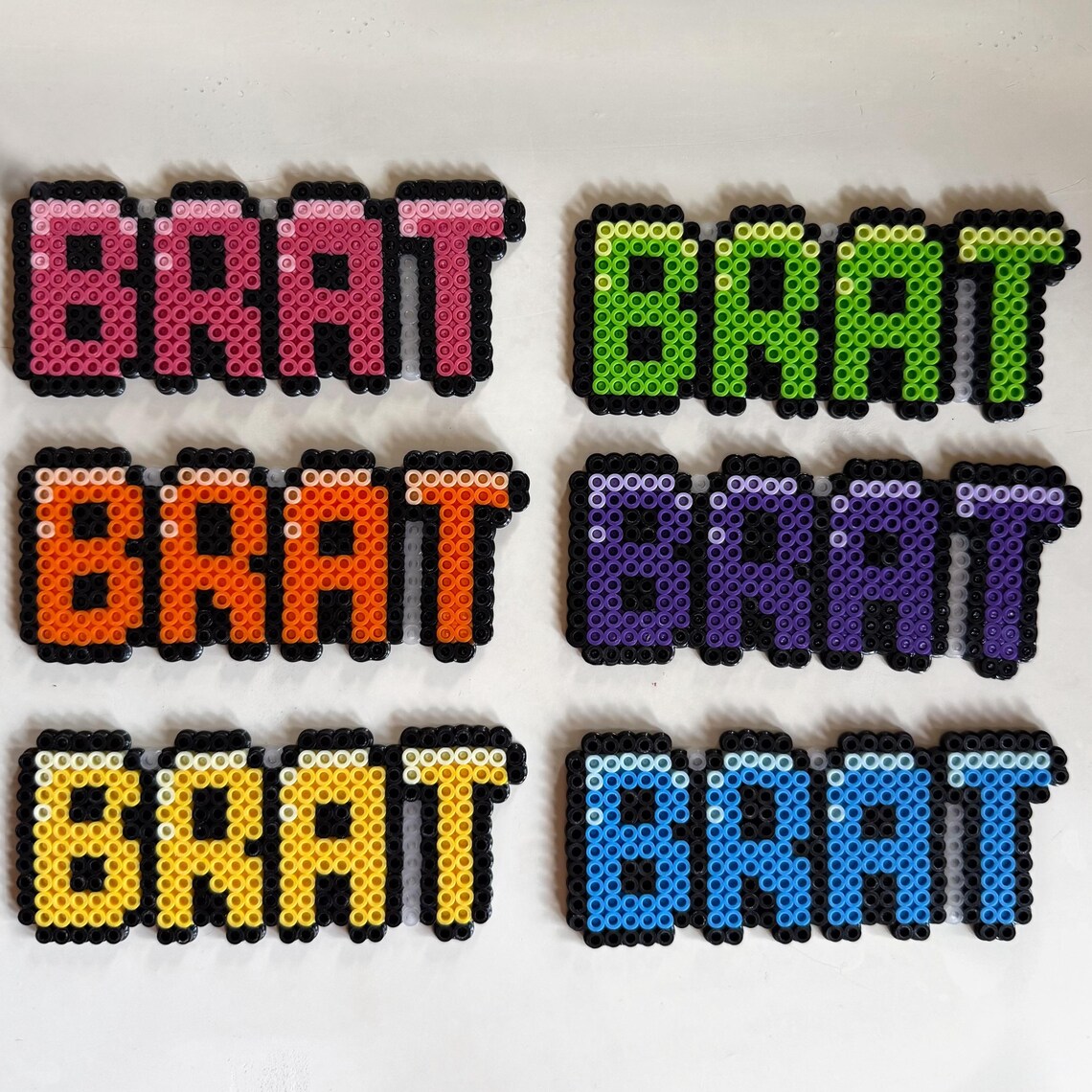 Brat Word Pixel Art Perler - Keychain/magnet/kandi Necklace/ornament - Etsy