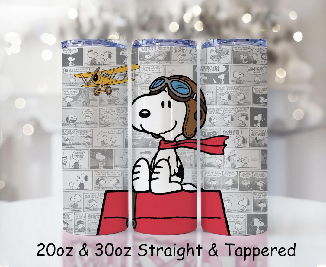 Snoopy Flying Ace Tumbler Wrap | Cartoon Aviator Dog (PNG Digital ...