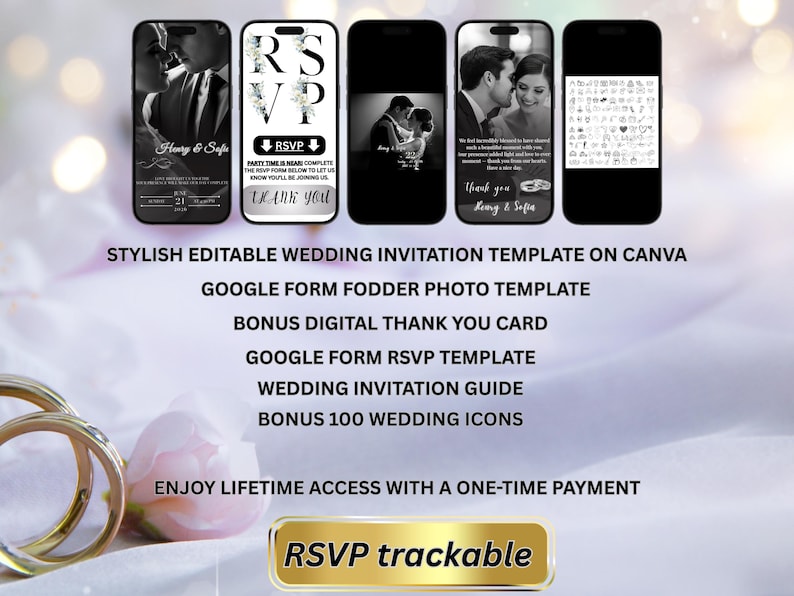 Digital Wedding Invitation Template | Editable Modern Canva Design With ...